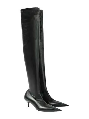 Balenciaga Avenue Leather Over-the-knee Boots - Black
