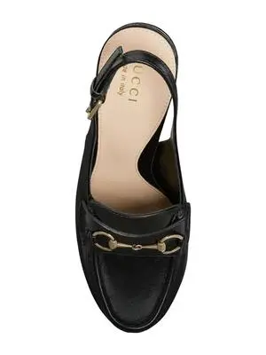 Gucci Ottavia Leather Platform Loafer Pumps - Black