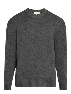 FRAME FRAME Wool-Cashmere Crew Neck Sweater Light Grey Melange
