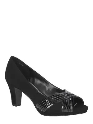 EASY WORKS BY EASY STREET Lavish Peep Toe Pumps - Black Lamy
