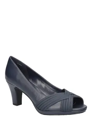 EASY WORKS BY EASY STREET Lavish Peep Toe Pumps - Navy