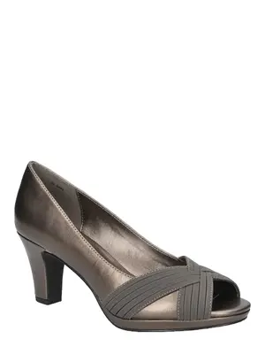 EASY WORKS BY EASY STREET Lavish Peep Toe Pumps - Pewter