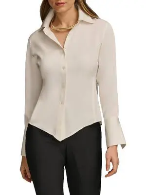 Donna Karan New York Donna Karan New York Long Sleeve Button-Up Shirt Cream