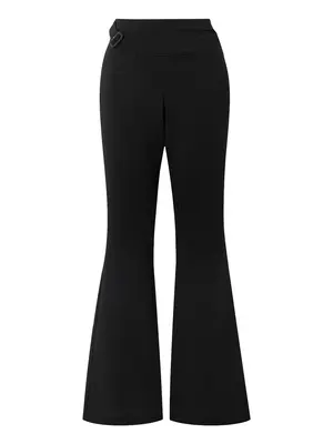 COURREGES Cutout Buckled Wool-blend Flared Pants - Black