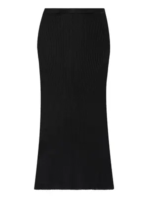 Calle Del Mar Ribbed-Knit Midi Skirt Black