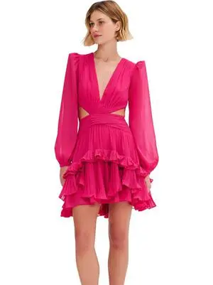 PatBO Deep V Cutout Mini Dress - Pink