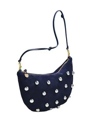 Clare V. Lune Shoulder Bag - Navy Suede