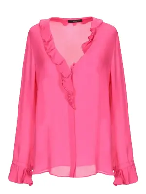 Etro Silk Crepe Shirt With Ruffle Detail - Pink
