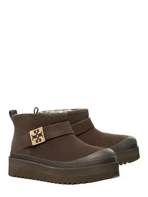 Tory Burch Mellow Shearling Platform Boot Deep Espresso/gold