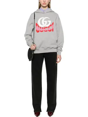 Gucci Logo-print Hoodie - Grey
