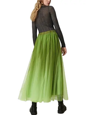 TWINSET Fadeout-printed Tulle Skirt - Green