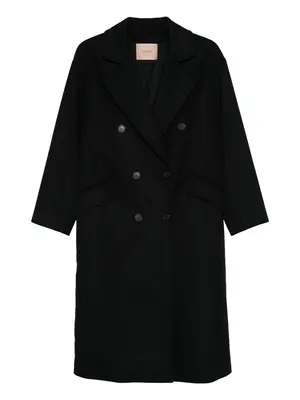 TWINSET Double-breasted Coat - Black
