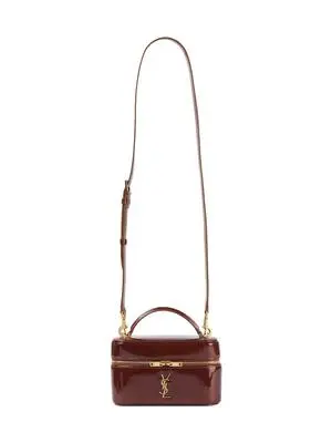 Saint Laurent Gaby Patent Leather Vanity Bag - Brown