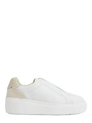 REISS Reiss Casey Leather Slip-On Trainers White