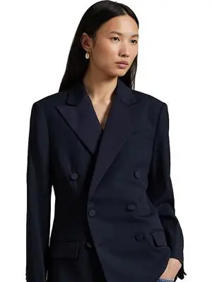 Ralph Lauren Double-breasted Wool Blazer With Silk Lapels - Rl Navy
