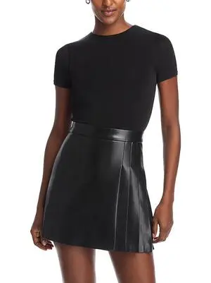 ALICE + OLIVIA Chara Faux Leather Short Sleeve Dress