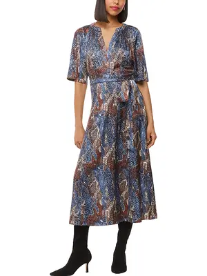 Whistles Marlow Dashed Spot Print Dress - Blue/mulit