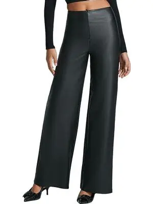 Commando Faux Leather Wide Leg Trousers - Black