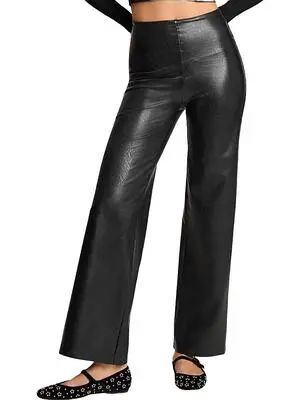 Commando Faux Leather Wide Leg Trousers - Black