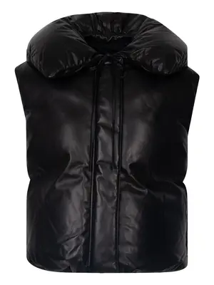 JIL SANDER Leather Padded Gilet - Black
