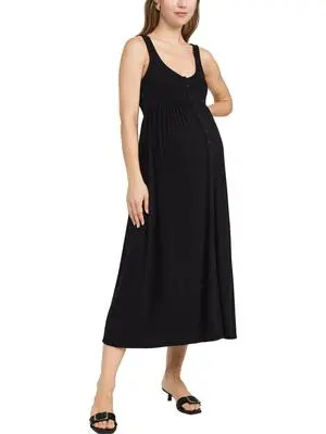 Hatch Rib Nursing Tank Dress - Black