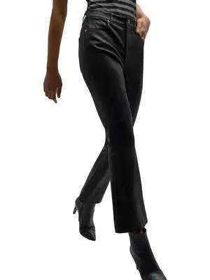 Veronica Beard Carson Leather Flare Jeans - Black