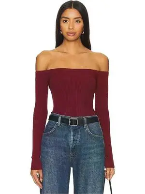 House Of Harlow 1960 X Colette Bodysuit In Burgundy - Berry Burgundy