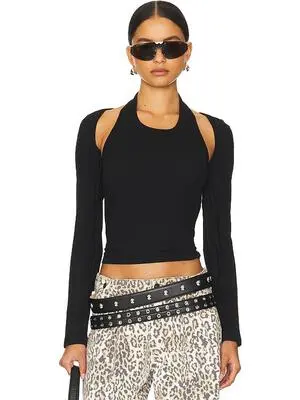 Lioness Sculpted Long Sleeve Tank - Black