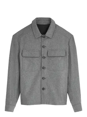 Moncler Logo-appliquéd Woven Shirt - Grey