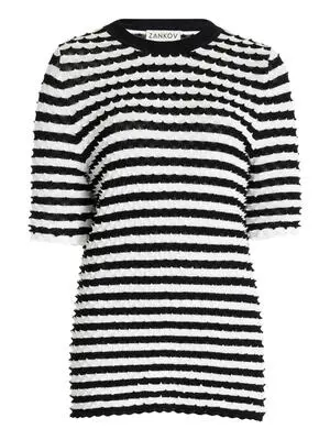 ZANKOV Elodie Striped Knit T-shirt - Black,white
