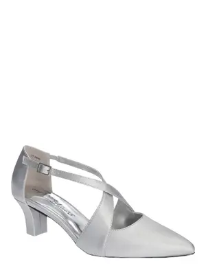 EASY WORKS BY EASY STREET Elegance Pointed Toe Pump - Silver Satin