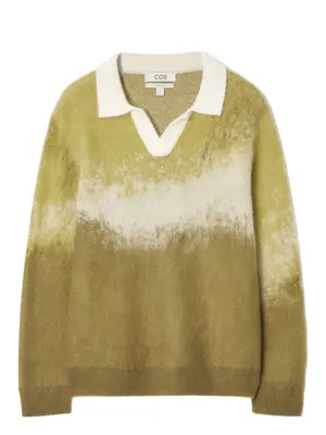 Cos Brushed Mohair-Blend Polo Sweater Green
