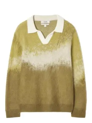 Cos Brushed Mohair-Blend Polo Sweater Yellow