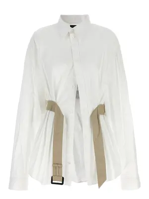 Balenciaga Belted Cotton Shirt - White