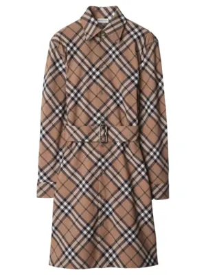 BURBERRY Burberry Check Wool-Blend Chemisier Dress