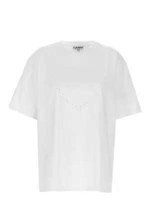 GANNI Rhinestone Logo T-shirt - White