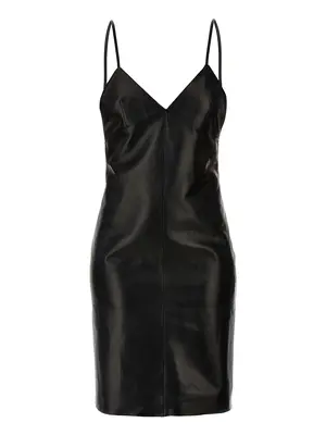 Saint Laurent Leather Slip Dress - Black