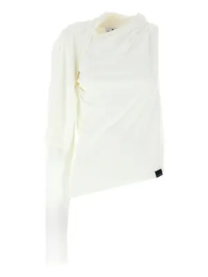 COURREGES Asymmetrical Off-the-shoulder T-shirt - White