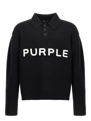 PURPLE BRAND Logo Embroidery Sweater - Black