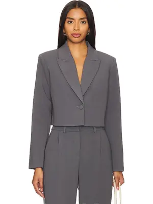Amanda Uprichard Reggie Crop Blazer - Slate
