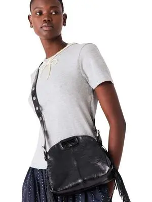 Maje Miss M Mini Cracked Leather Bag - Black