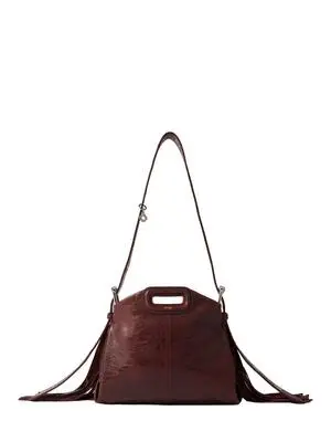 Maje Miss M Mini Cracked Leather Bag - Burgundy