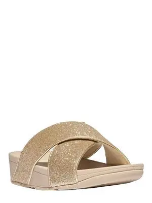 Fitflop Lulu Glitterdust Platform Wedge Slide Sandal - Yellow