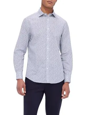Bugatchi Axel Shaped Fit Abstract Print Stretch Button-up Shirt - Lilac