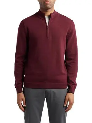 RHONE Rhone Commuter Quarter-Zip Sweater Tawny Port Red Heather