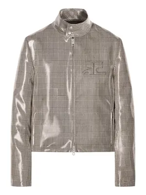 COURREGES Courrèges Shaded-Logo Patent Biker Jacket Neutrals