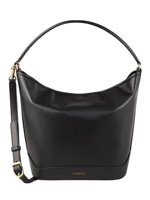 Sandro Leather Bucket Bag With Adjustable Strap - Black