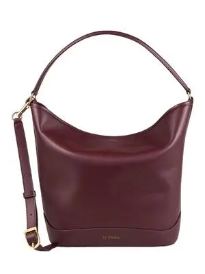 Sandro Leather Bucket Bag With Adjustable Strap - Bordeaux