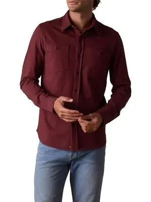 THE NORMAL BRAND Lennox Cotton Jersey Button-up Shirt - Port Wine