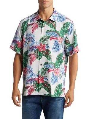 Tommy Bahama Frond Fusion Short Sleeve Silk Blend Button-up Shirt - Breeze